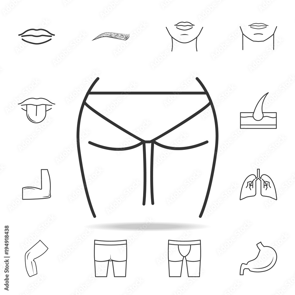 female buttocks icon. Detailed set of human body part icons. Premium ...