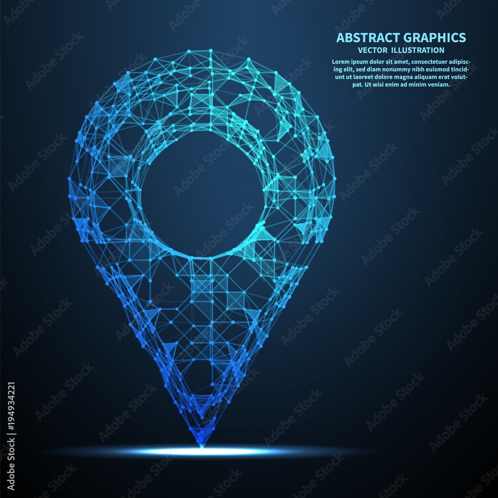 Abstract pin, vector illustration. Network connections with points and ...