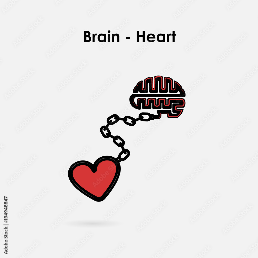 Heart and Brain connection concept.Brain and heart interactions symbol ...