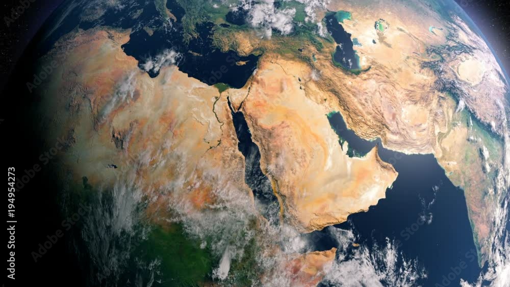 Saudi Arabia Map With Borders, View From Space, Earth Globe Stock Video ...
