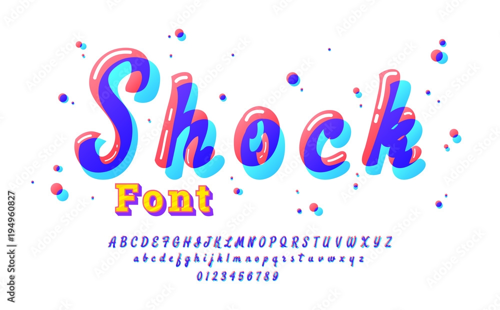 Stylish stylized alphabet with distortion effect. Isolated colorful ...
