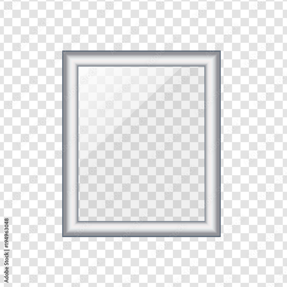 Silver picture or photo frame isolated on transparent background. Stock ...