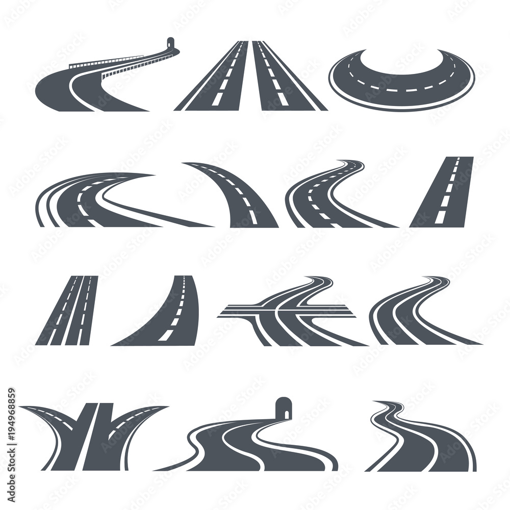Stylized symbols of road and highway. Pictures for logo design Stock ...
