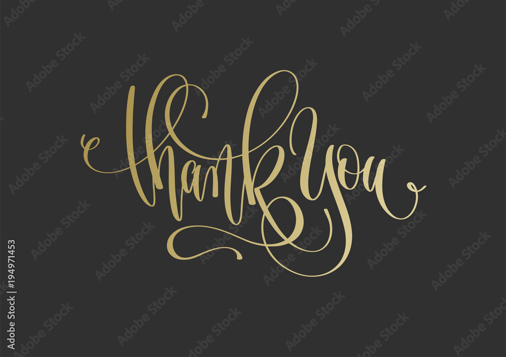 thank you - golden hand lettering inscription text on dark backg Stock ...