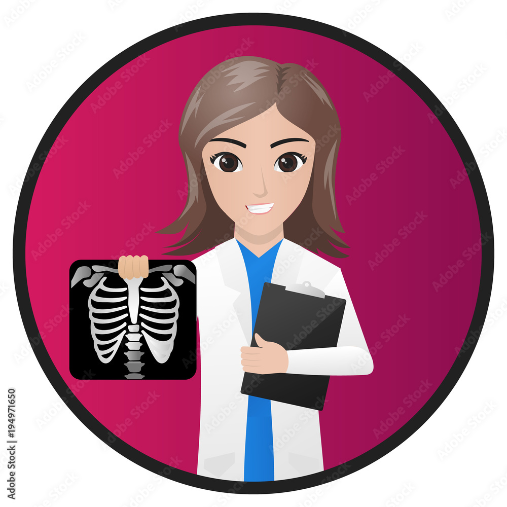 Female Radiologist Holding Radiograph and Clipboard Stock Vector ...