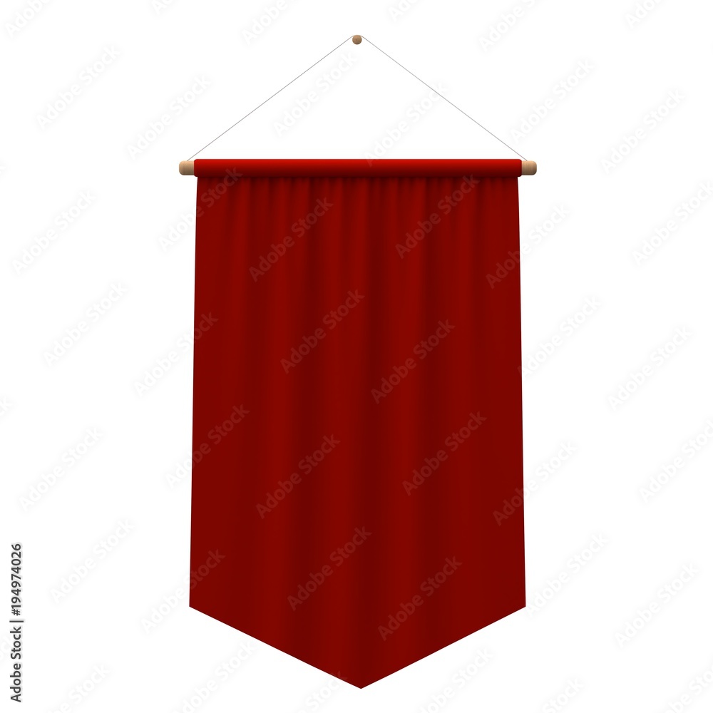Realistic red cloth hanging banner. 3D Rendering Stock Illustration ...