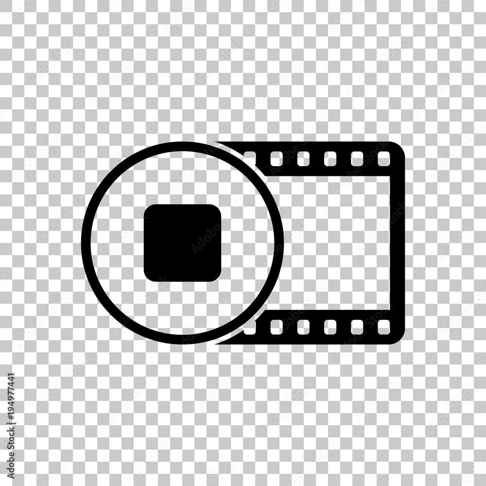 movie strip with stop symbol in circle. simple silhouette. On ...