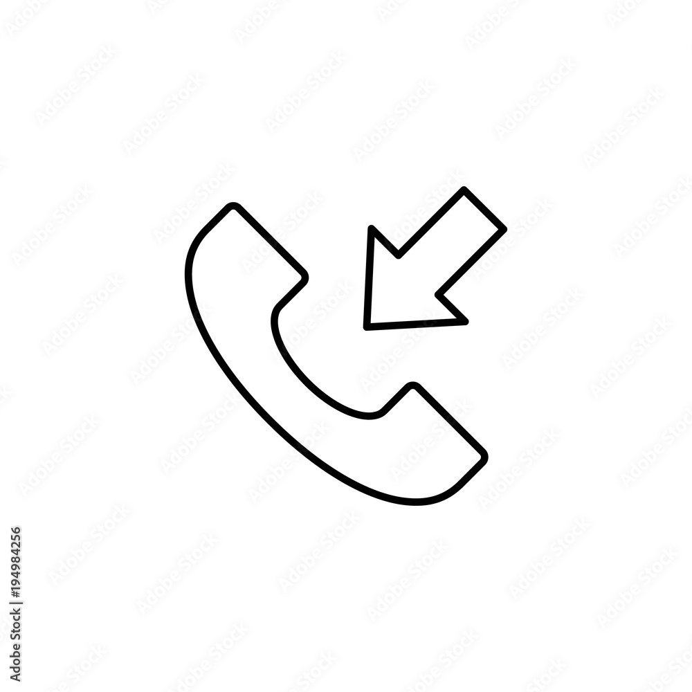 incoming inbound phone call vector line black icon Stock Vector | Adobe ...