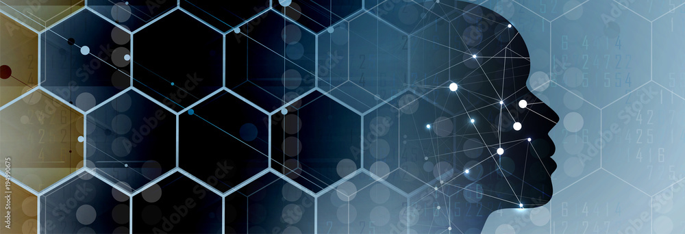 Artificial intelligence. Technology web background with cell. Virtual ...
