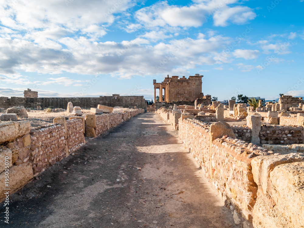 The archaeological site of Sbeitla is located in Sbeitla in Tunisia, in ...