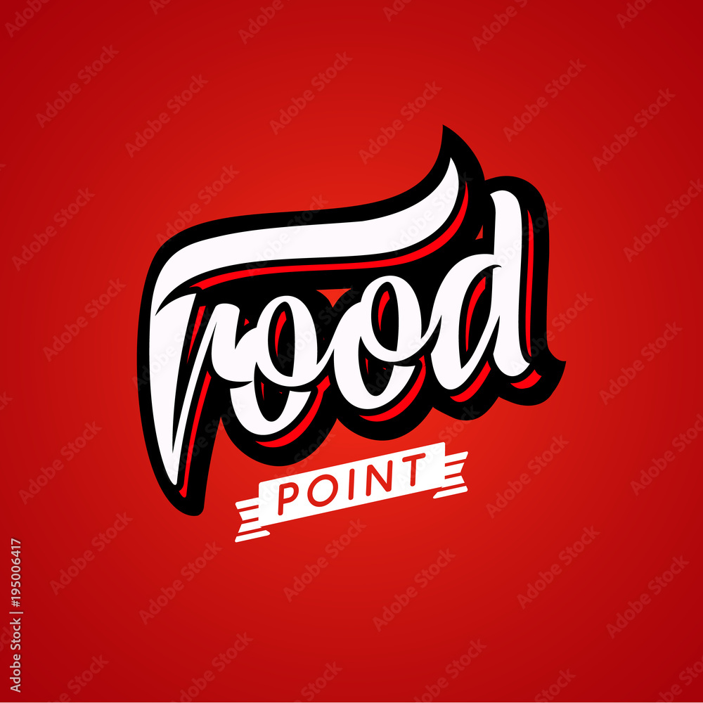 Food logo, beauty lettering, cafe map point. Restaurant of fast food ...
