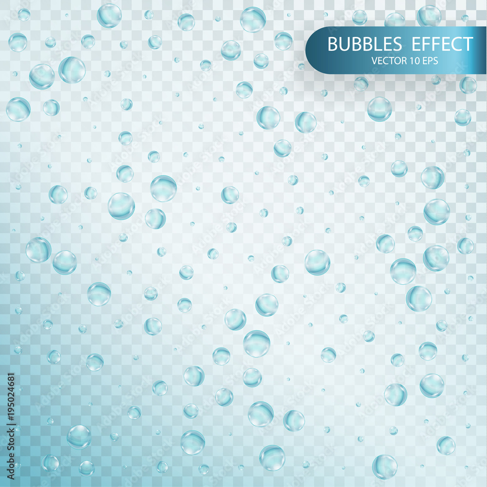 Water bubbles isolated on a transparent checkered background ...