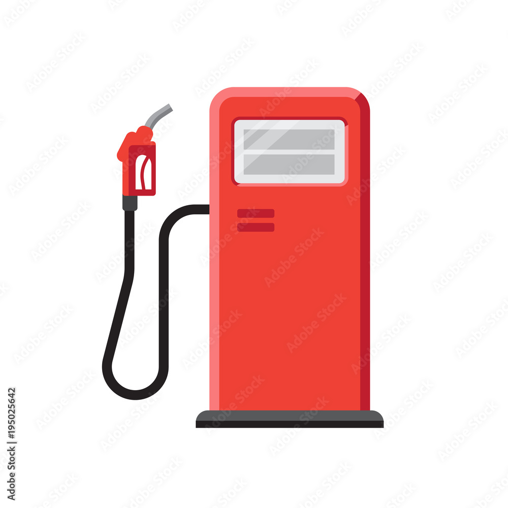 Vector illustration of red gas station with petrol pump. Isolated on ... Vector illustration of red gas station with petrol pump. Isolated on ...