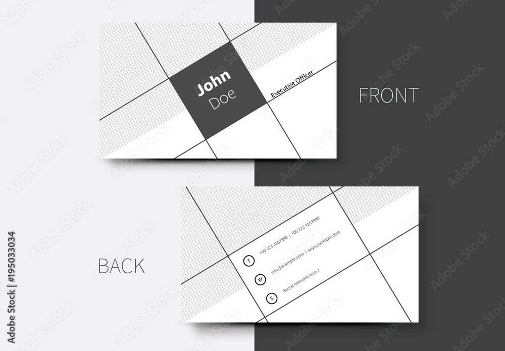 Tilted Grayscale Business Card Layout 1 Stock Template | Adobe Stock