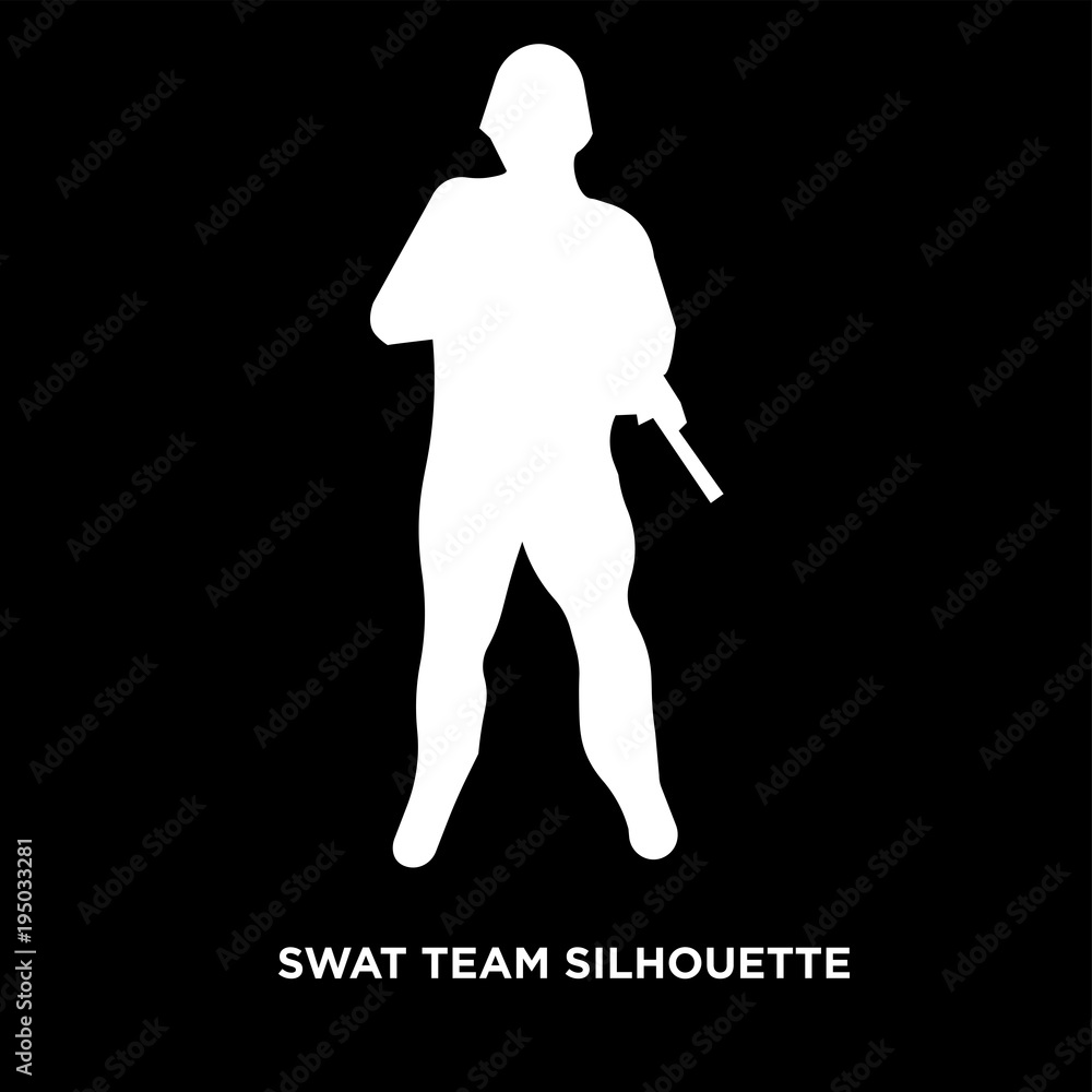 white swat team silhouette on black background Stock Vector | Adobe Stock