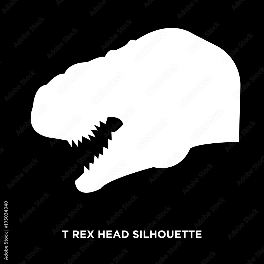 white t rex head silhouette on black background Stock Vector | Adobe Stock