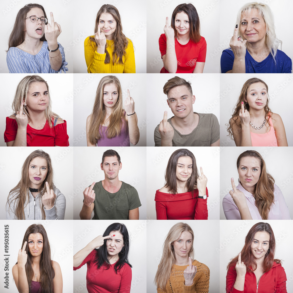 Verschiedene Menschen Zeigen ihren Mittelfinger Stock-Foto | Adobe Stock