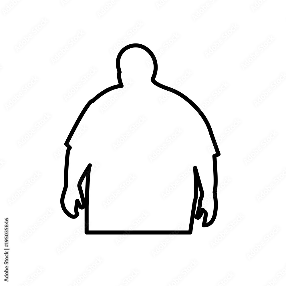 Fat Guy Silhouette Outline On White Background Stock Vector Adobe Stock