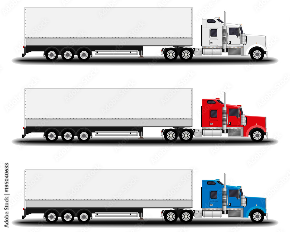 realistic trucks set. side view. Stock Vector | Adobe Stock