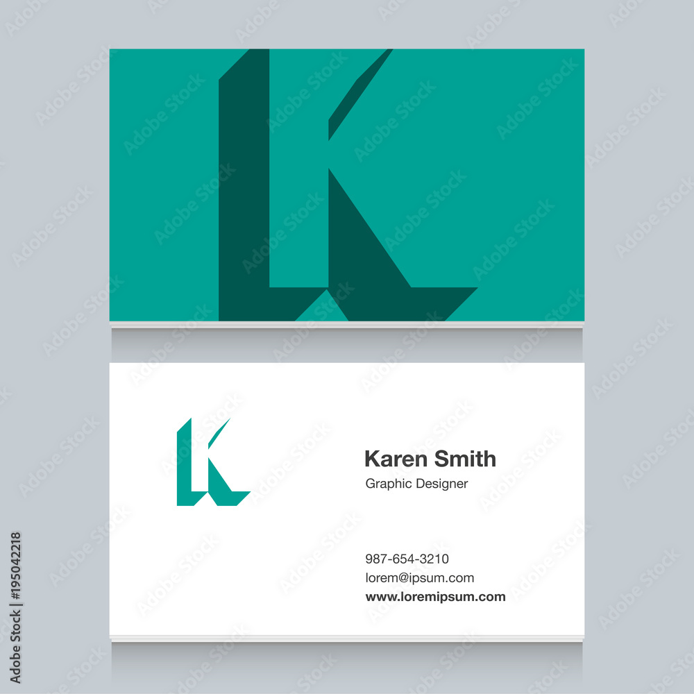 Logo alphabet letter "K", with business card template. Vector graphic ...