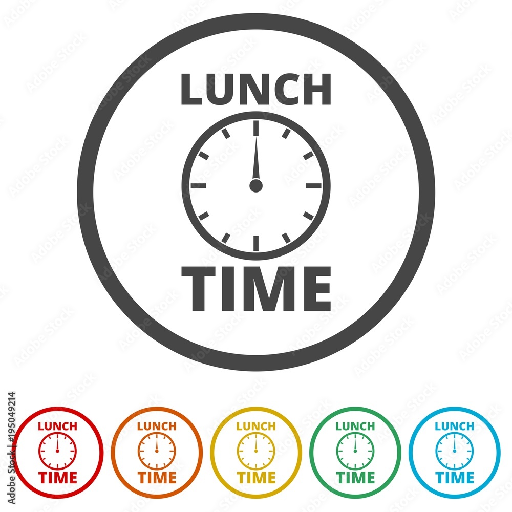 Time For Lunch, Flat Lunch Time icon, 6 Colors Included Stock Vector ...
