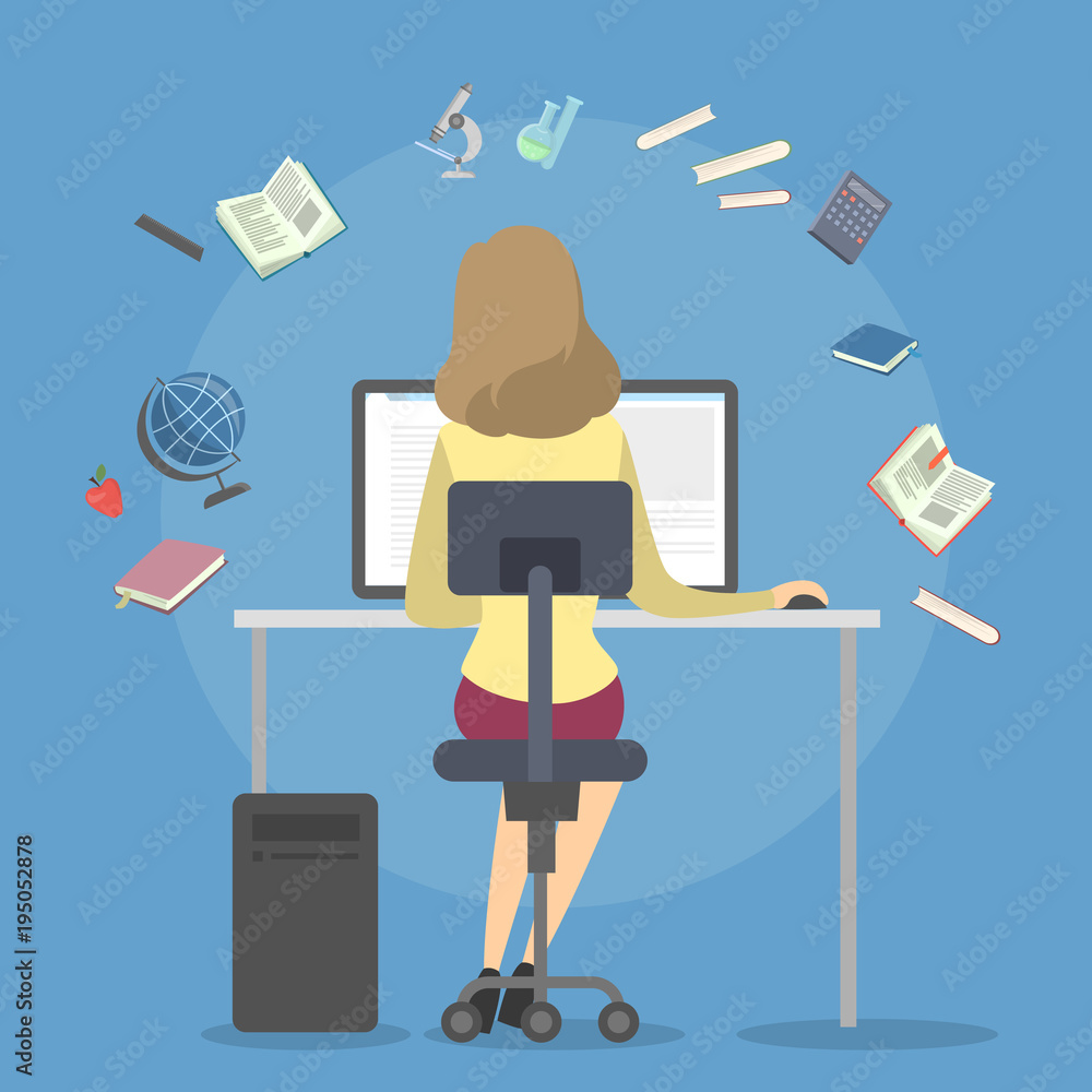 People studying illustration. Stock Vector | Adobe Stock