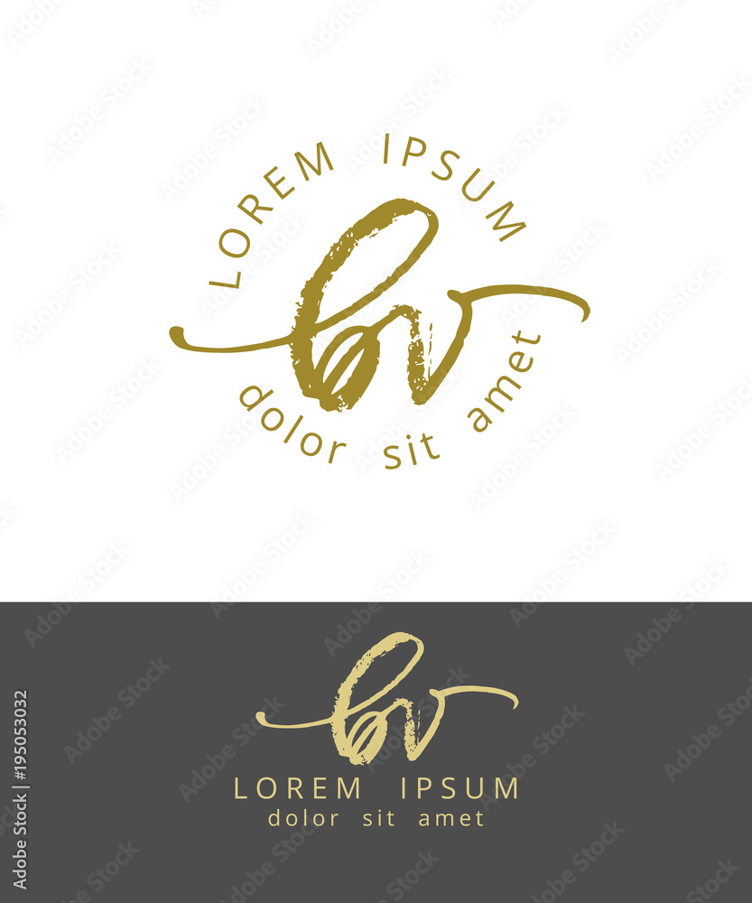 B V. Initials Monogram Logo Design. Dry Brush Calligraphy Artwork Stock ...