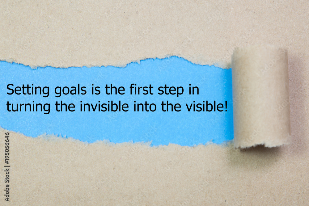 Poster Motivational quote Setting goals is the first step in turning ...
