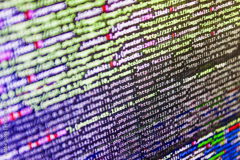 Abstract Source Code Background Hacker Api Text On The Computer Screen Writing Programming