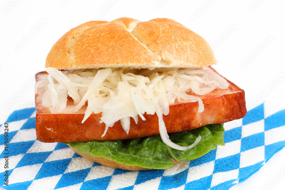 Leberkäse im einer Semmel Stock Photo | Adobe Stock