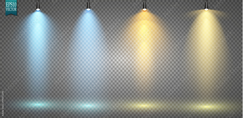 Vector light sources, concert lighting, stage spotlights set. Concert ...
