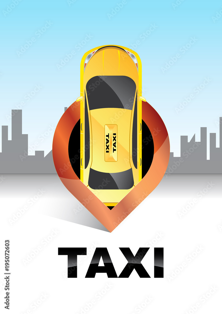Taxi location.Taxi logo.Taxi service concept.Map pointer with taxi ...