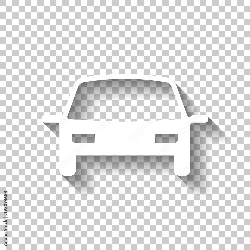 car icon. White icon with shadow on transparent background Stock Vector ...