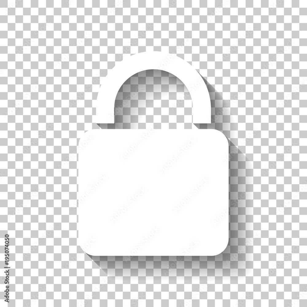 lock icon. White icon with shadow on transparent background Stock ...