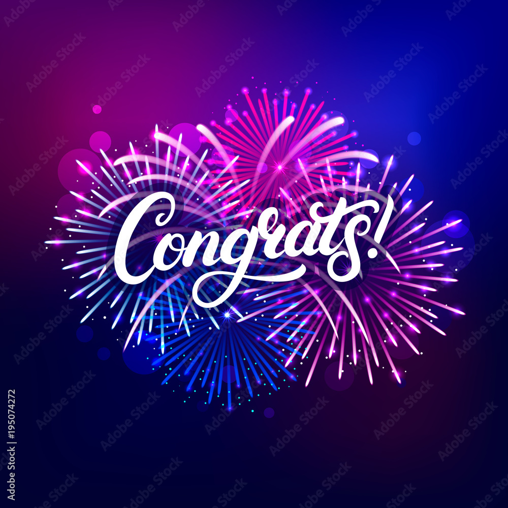 Congrats hand written lettering text Stock Vector | Adobe Stock