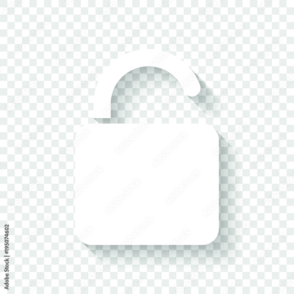 unlock icon. White icon with shadow on transparent background Stock ...