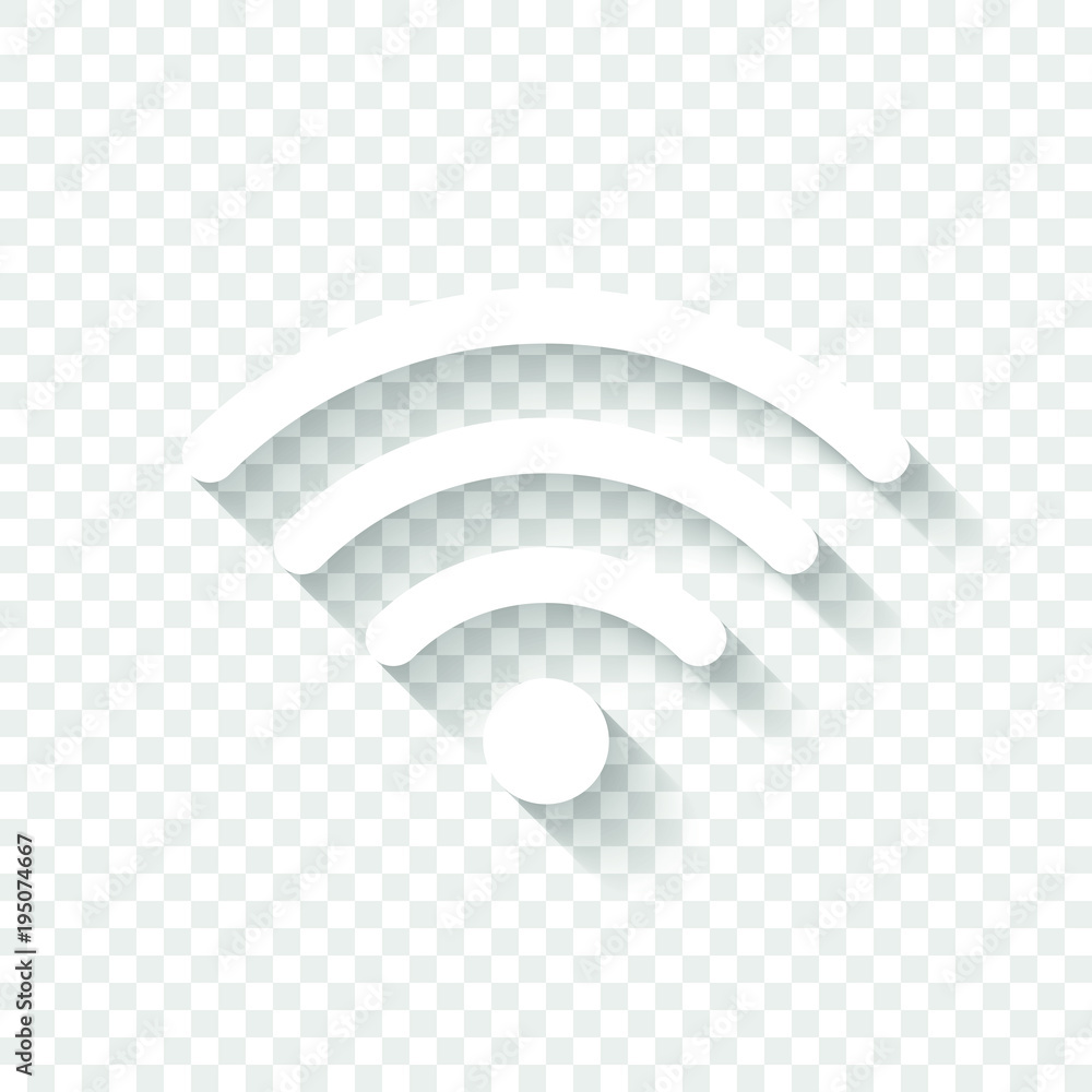 wi-fi icon. White icon with shadow on transparent background Stock ...