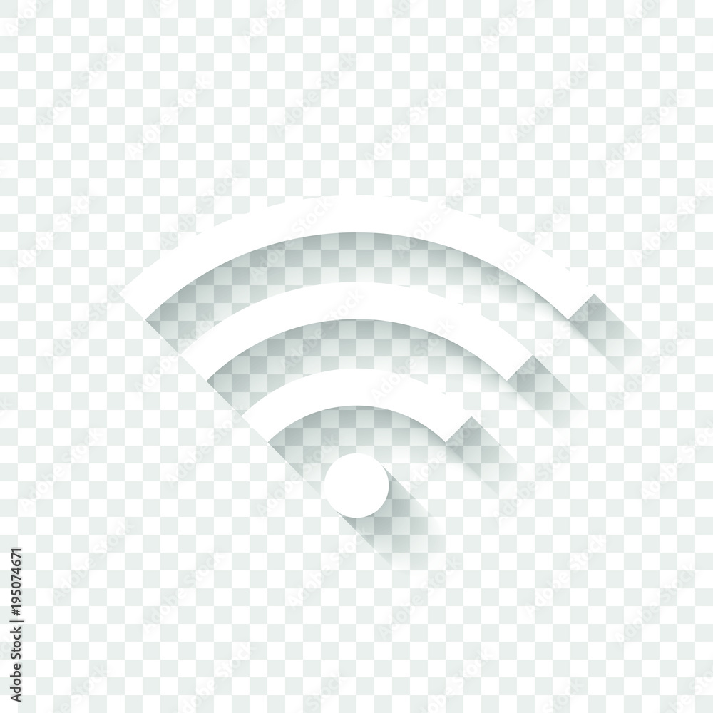 wi-fi icon. White icon with shadow on transparent background Stock ...