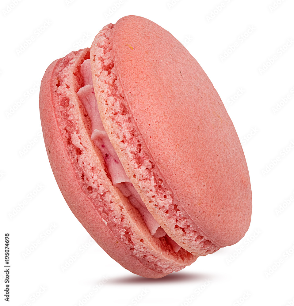 Macaron raspberry isolated on white background with clipping path Stock ...