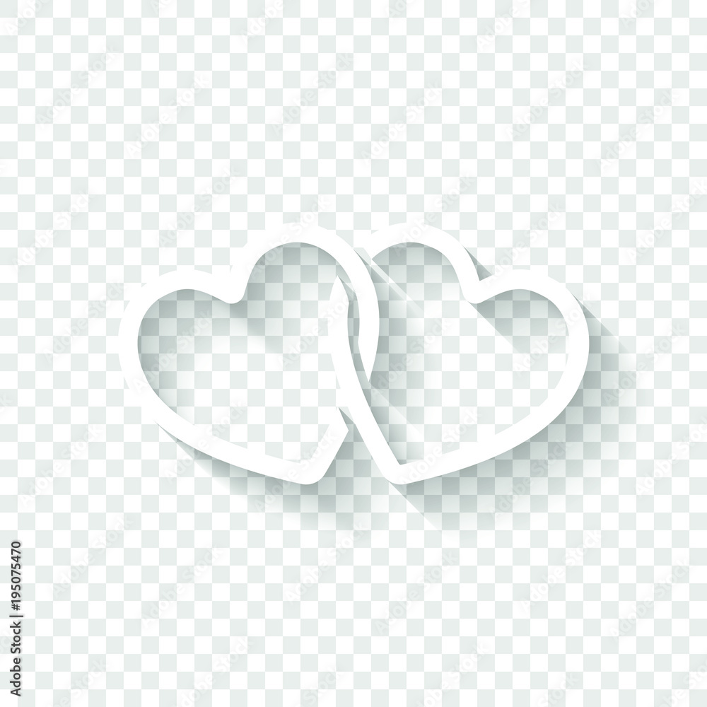 linked hearts icon. White icon with shadow on transparent background ...