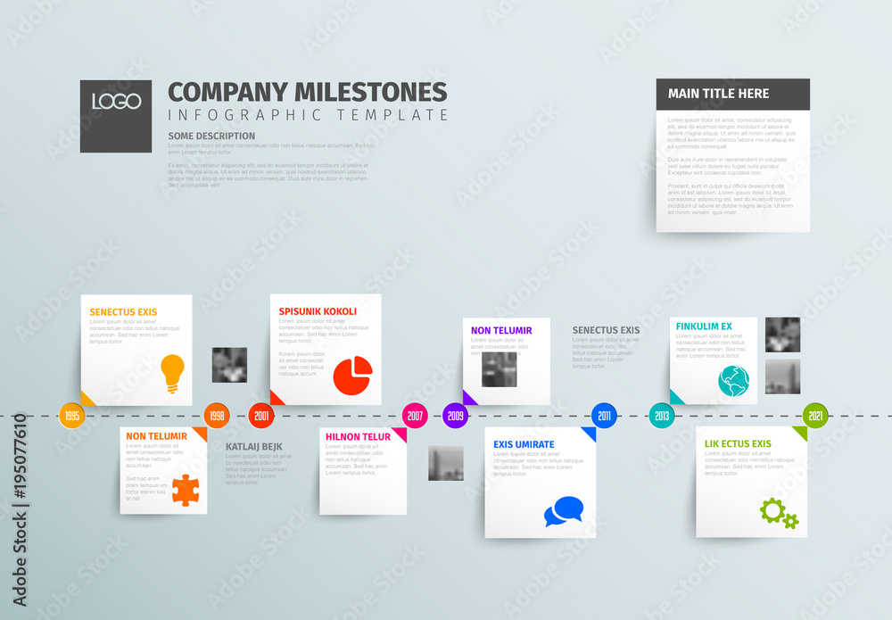 Colorful Corners Timeline Infographic Layout Stock Template | Adobe Stock