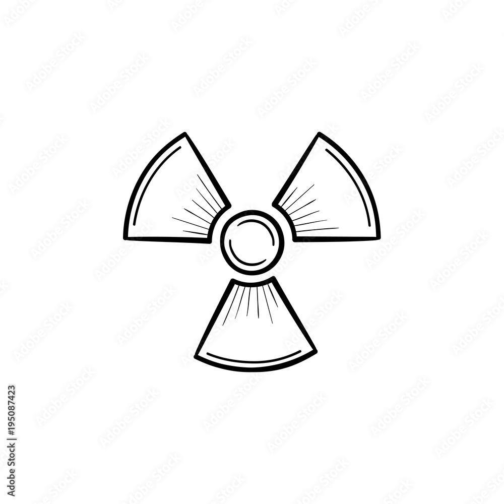 Radioactive sign hand drawn outline doodle icon. Propeller sign ...