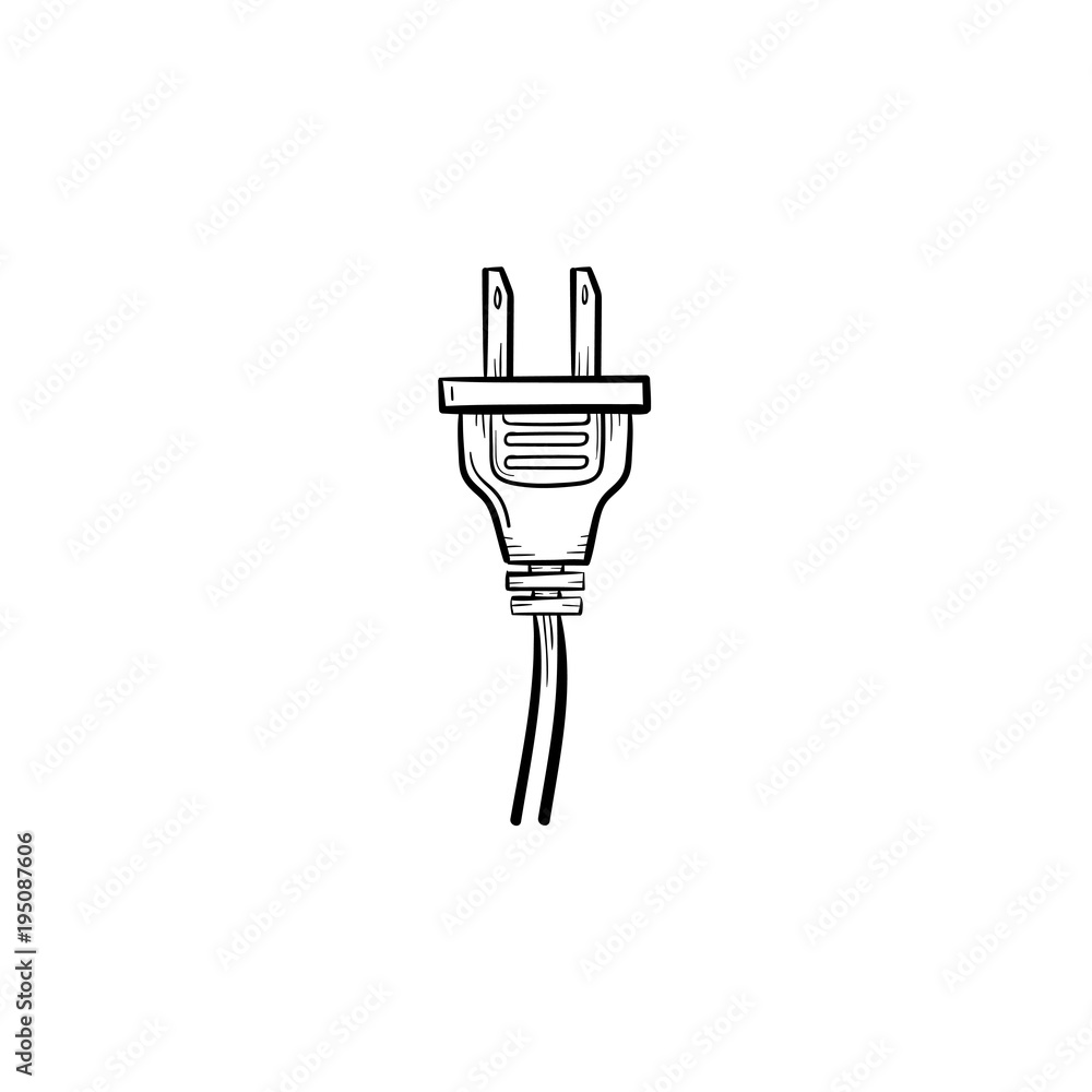Vettoriale Stock Electric plug hand drawn outline doodle icon. Energy ...
