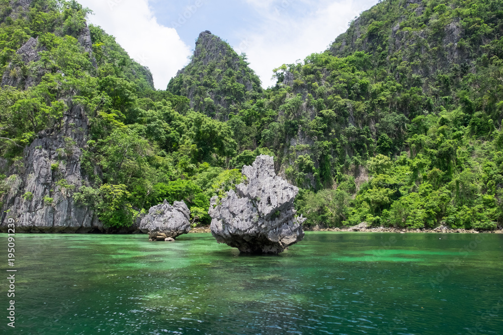 Rock formation in the ocean - Coron, Palawan, Philippines Stock Photo ...