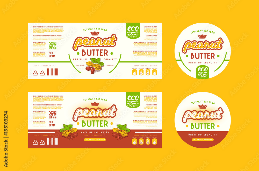 Set of templates label for peanut butter Stock Vector | Adobe Stock