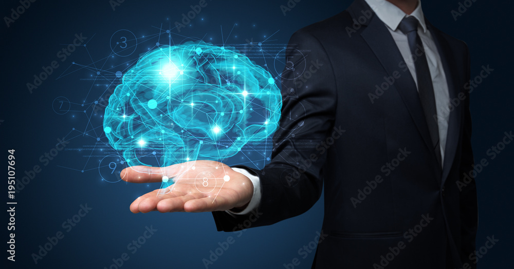 Man holding human brain on his hand Stock Photo | Adobe Stock