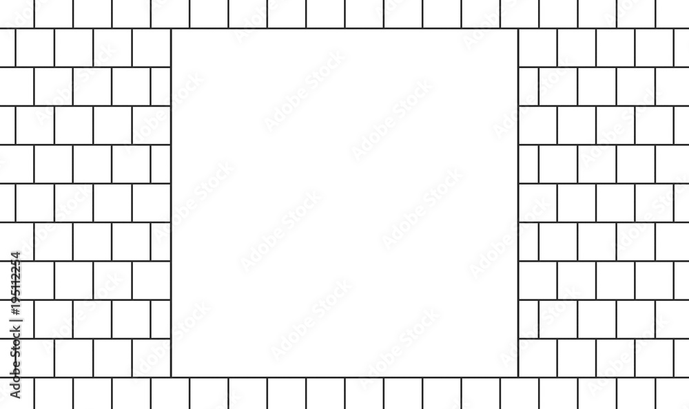 3d illustration. blank White Square MOCK up in the middle of Brick ...