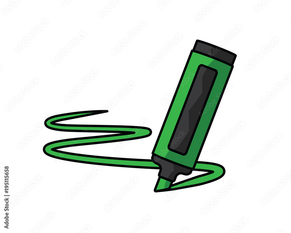 green marker cartoon illustration , cartoon design style , designed for ...