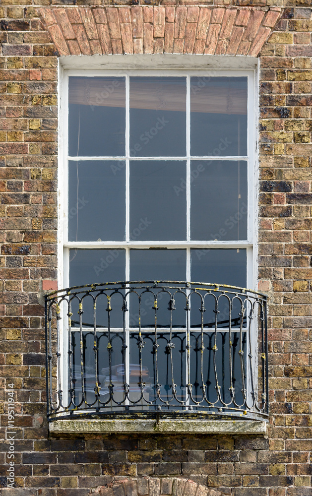 Vintage Sash Window with Iron Balcony, Split Toning Shallow Depth of ...