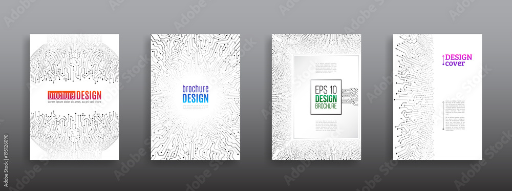 Futuristic hi-tech flyer template. Technology communication element for ...